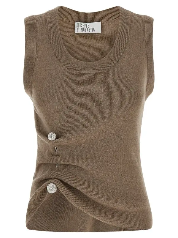 Giuseppe Di Morabito Jewel Embellished Knit Top - Cream