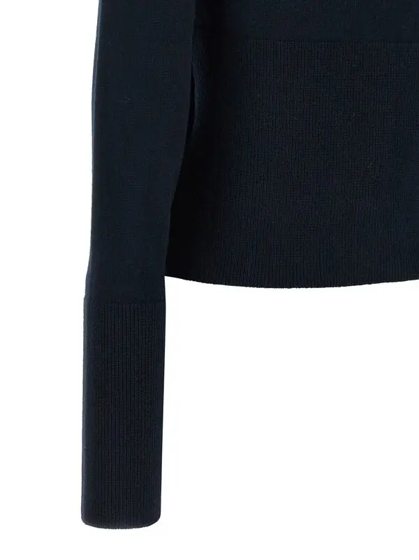 Chloé Navy Pure Wool Crochet Collar Cardigan