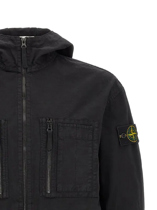 Stone Island 1200011" Organic Cotton Hooded Overshirt