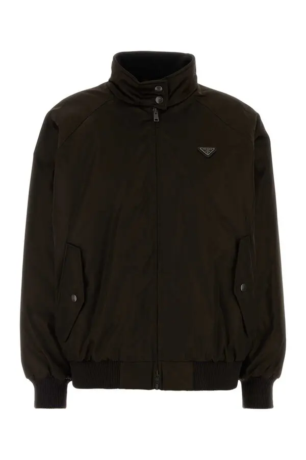 Prada Re-nylon Bomber Jacket - Brown