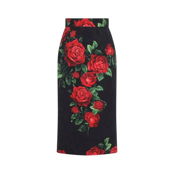 Dolce & Gabbana Floral Jacquard Midi Skirt - Black