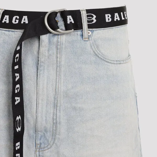Balenciaga Belted Knee-length Denim Shorts