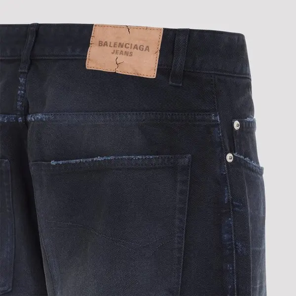 Balenciaga Curved Knee Straight Leg Denim Pants