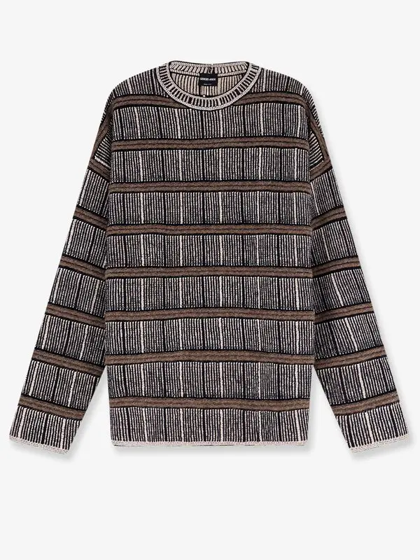 Giorgio Armani Striped Virgin Wool And Silk Blend Crewneck Sweater