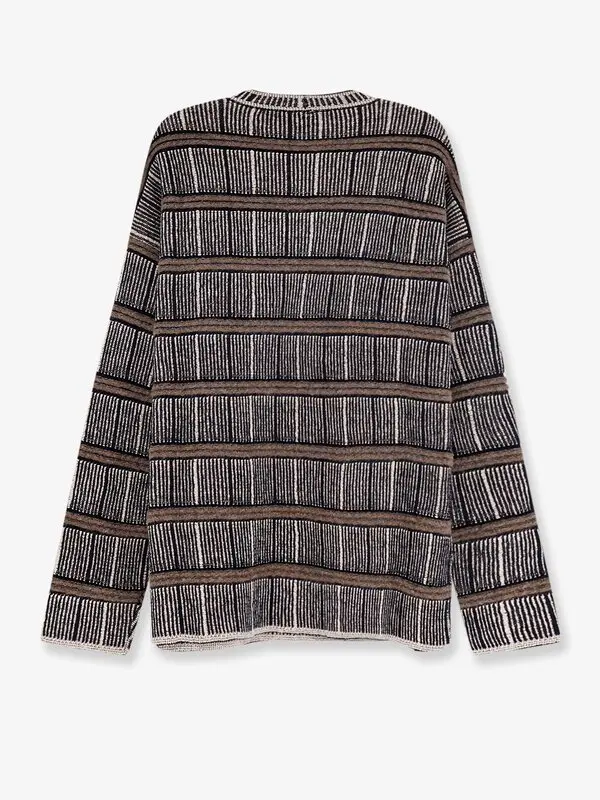 Giorgio Armani Striped Virgin Wool And Silk Blend Crewneck Sweater