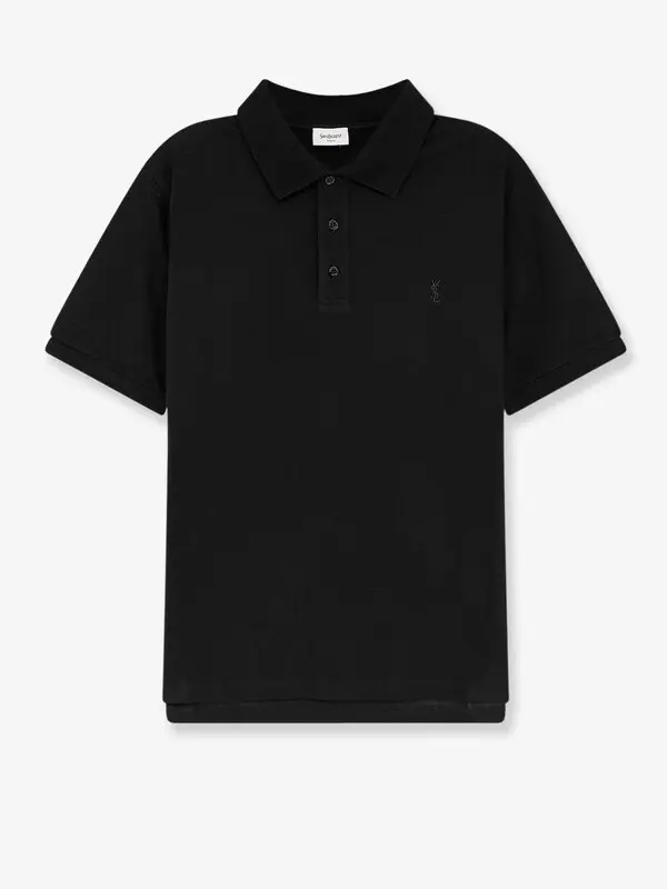 Saint Laurent Pique Cotton Polo Shirt With Cassandre Embroidery