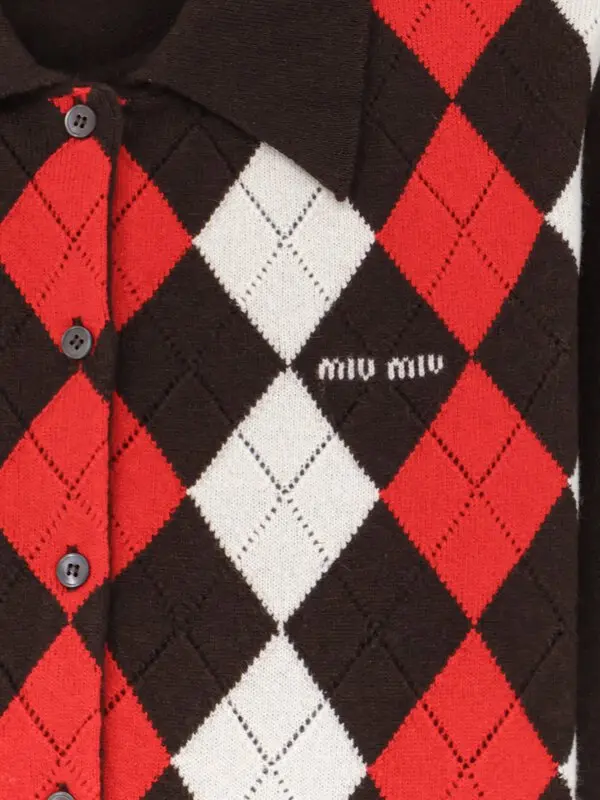 Miu Miu Diamond Patterned Cashmere Cardigan