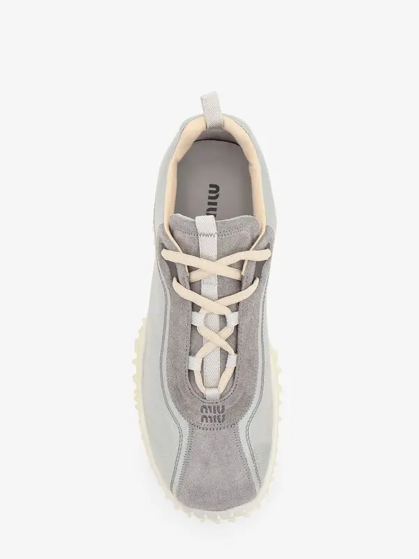 Miu Miu Nylon And Suede Sneakers With Embroidered Logo - Multicolor