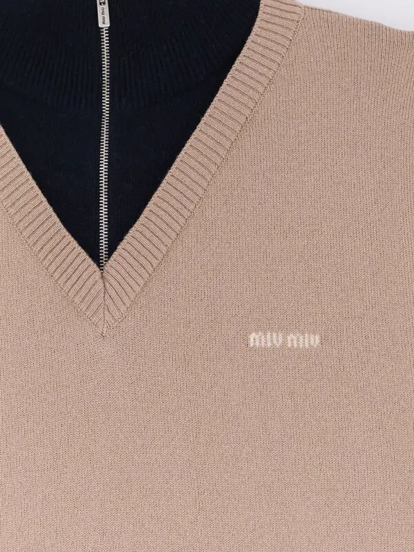 Miu Miu Cashmere Sweater With Logo Inlay