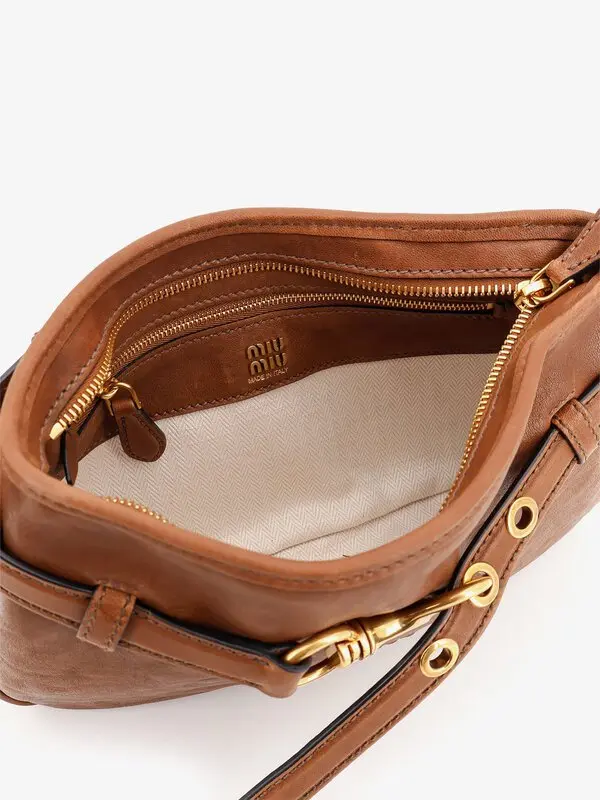 Miu Miu Aventure Leather Bag With Embossed Front Logo