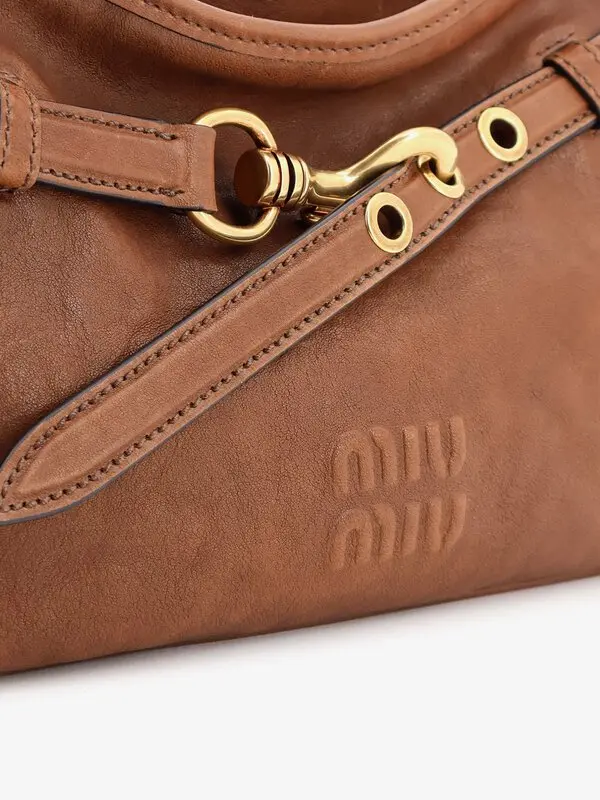 Miu Miu Aventure Leather Bag With Embossed Front Logo