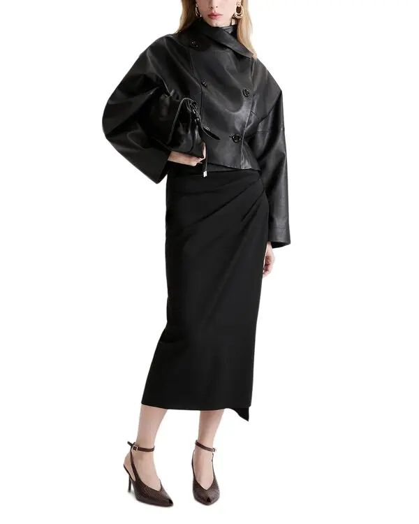 Marella Mlltessile Leather Cropped Jacket