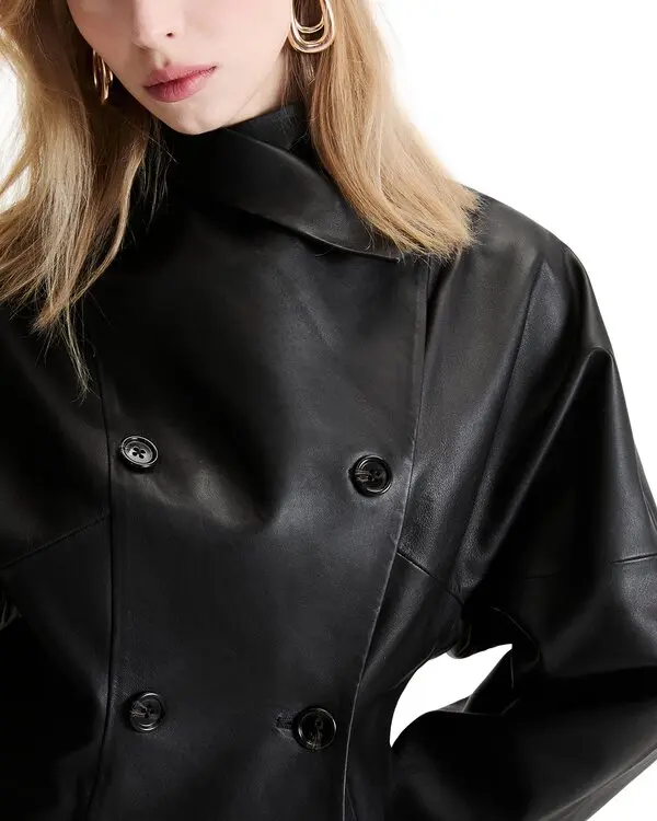 Marella Mlltessile Leather Cropped Jacket