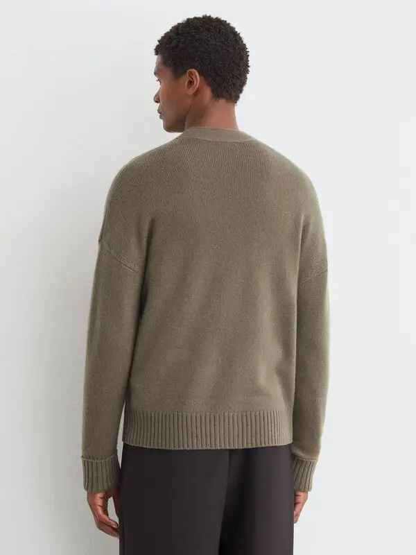 REISS Padstow 100% Cashmere V-neck Cardigan - Sable Green
