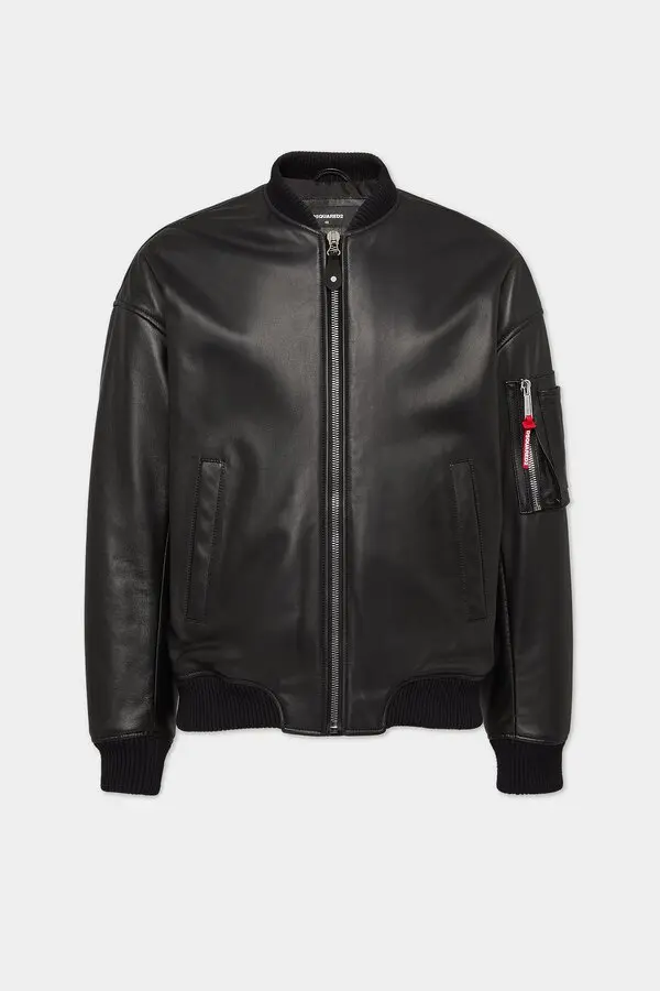Dsquared2 Leather Bomber Jacket