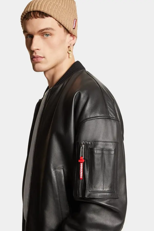 Dsquared2 Leather Bomber Jacket