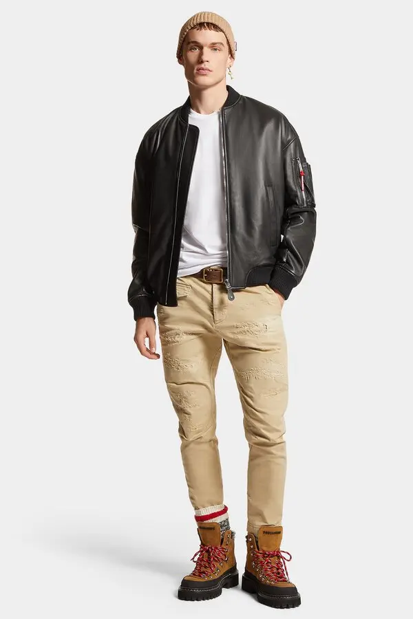 Dsquared2 Leather Bomber Jacket
