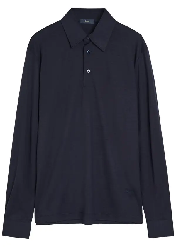 Herno Long-sleeve Wool-jersey Polo Shirt