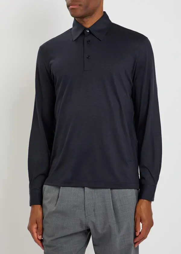 Herno Long-sleeve Wool-jersey Polo Shirt