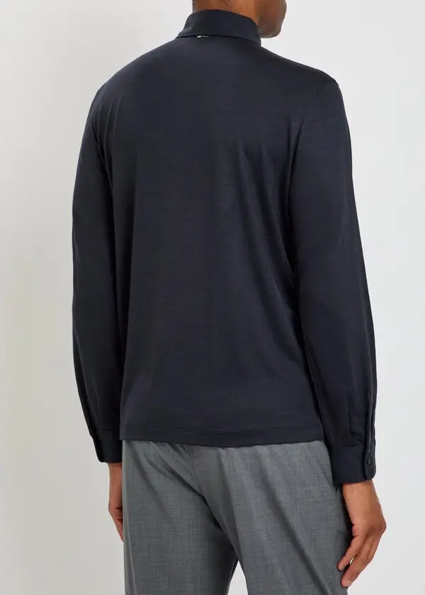 Herno Long-sleeve Wool-jersey Polo Shirt