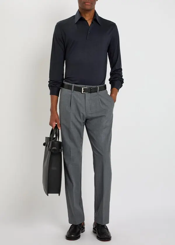 Herno Long-sleeve Wool-jersey Polo Shirt