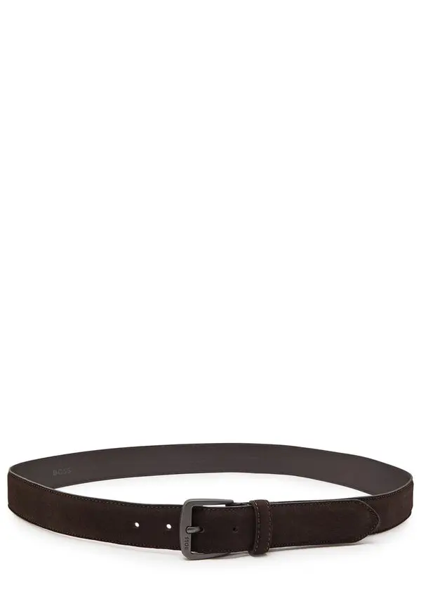 BOSS Suede Belt With Engraved Hardware