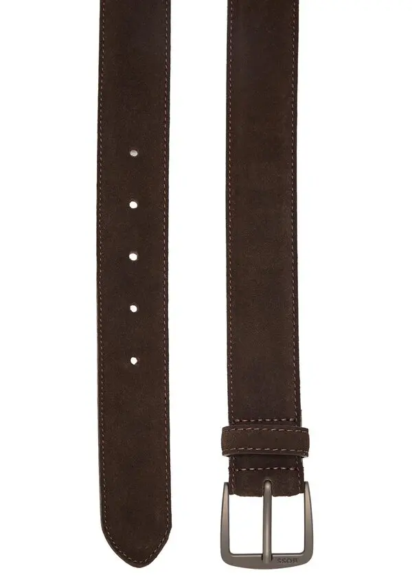 BOSS Suede Belt With Engraved Hardware