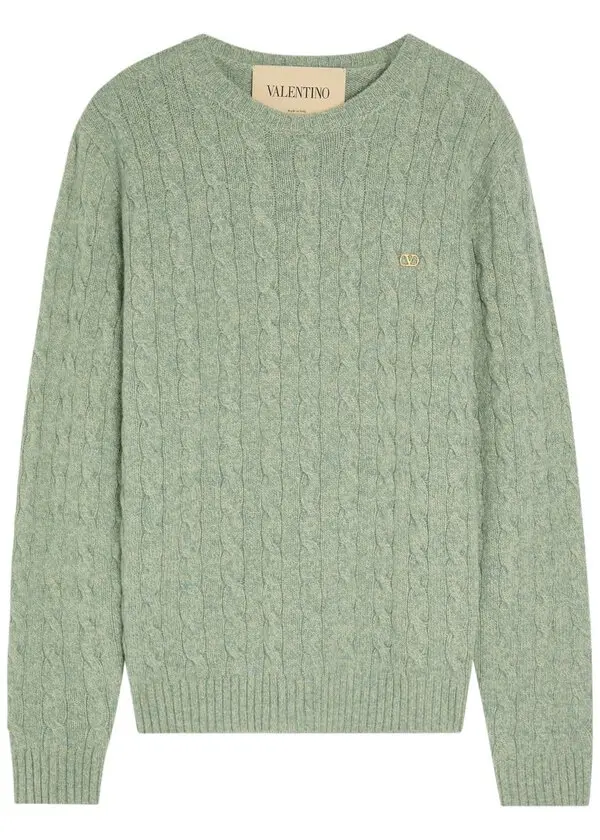 Valentino Garavani Vlogo Cable-knit Wool Jumper