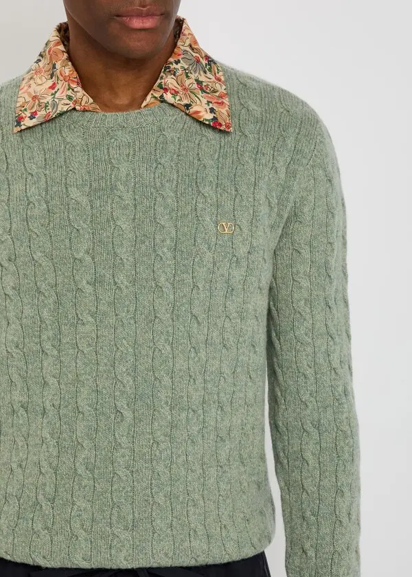 Valentino Garavani Vlogo Cable-knit Wool Jumper