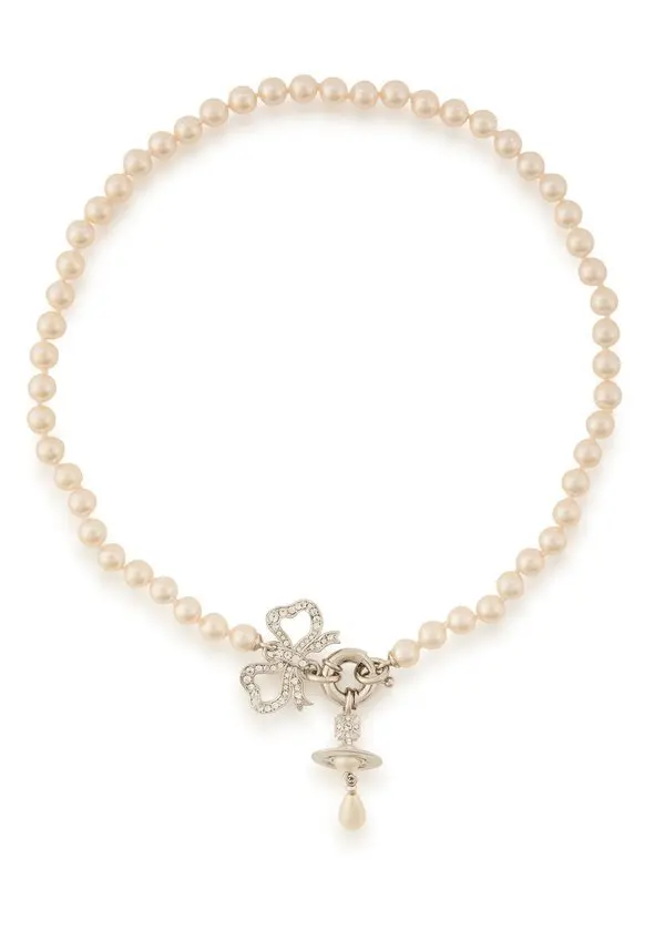 VIVIENNE WESTWOOD Rigoberta Crystal-embellished Faux Pearl Necklace - Silver