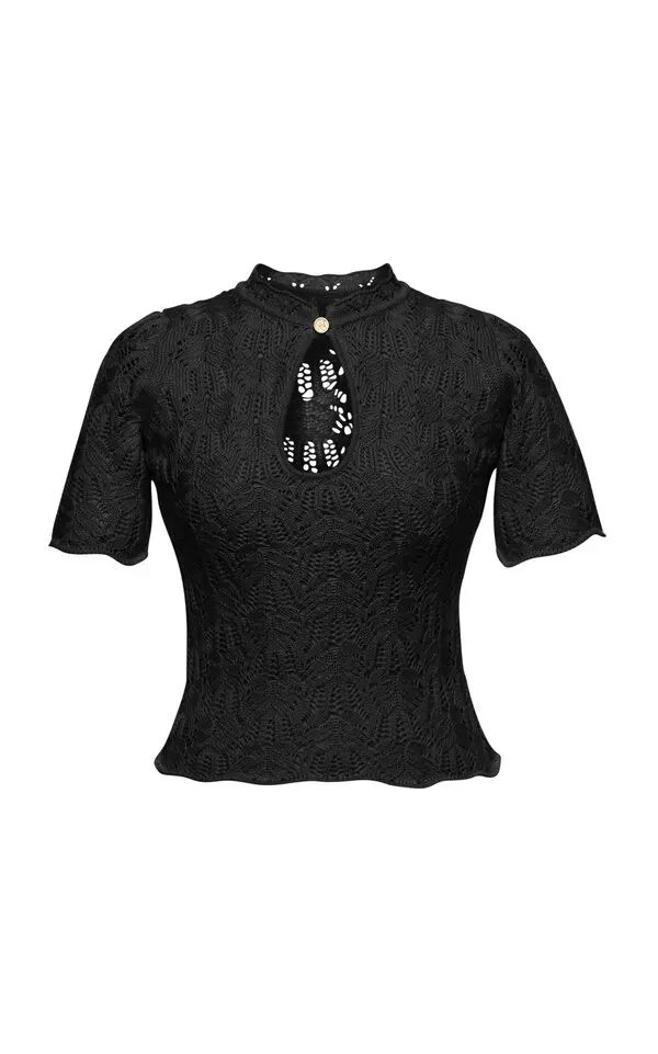 Lena Hoschek Choupette Cotton-blend Knitted Top - Black