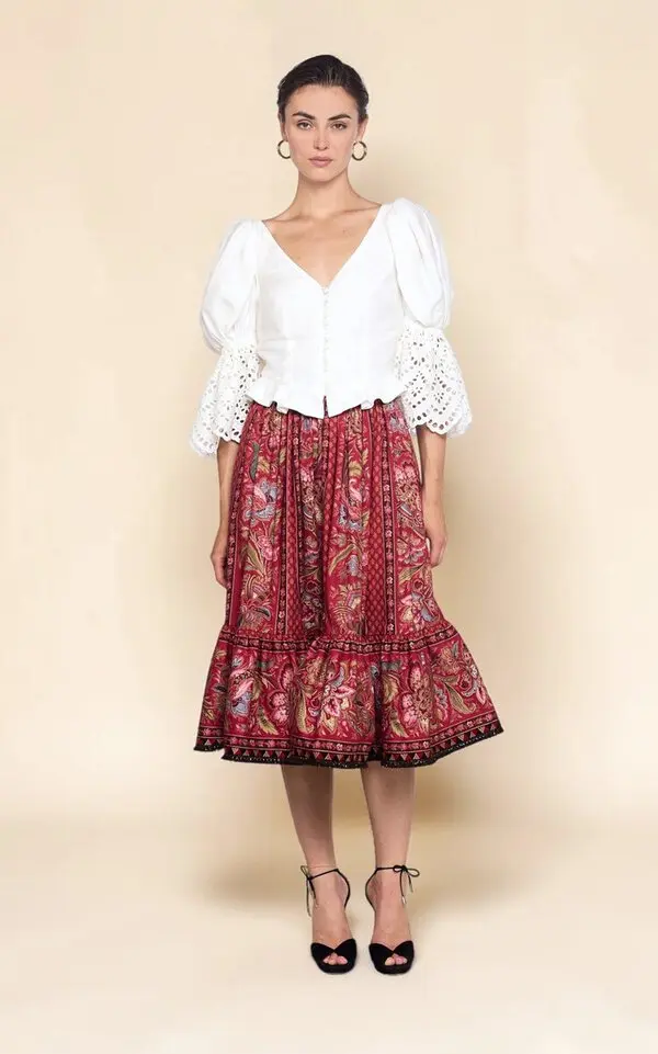 Lena Hoschek Paysanne Cotton Midi Skirt