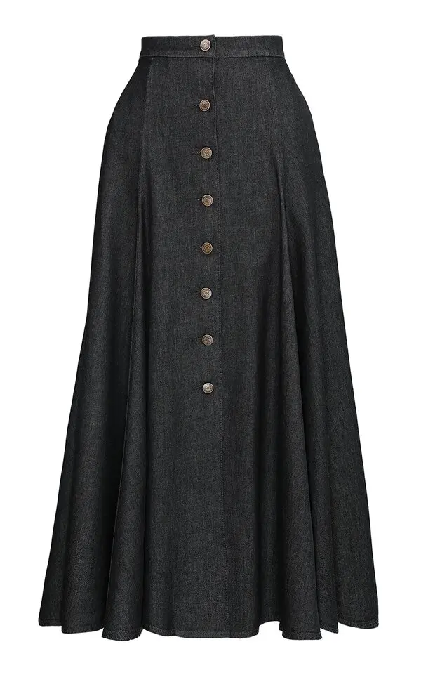 Lena Hoschek Labour Cotton-blend Midi Skirt - Dark Wash
