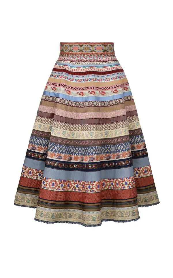 Lena Hoschek Original Ribbon Cotton-blend Midi Skirt - Stripe