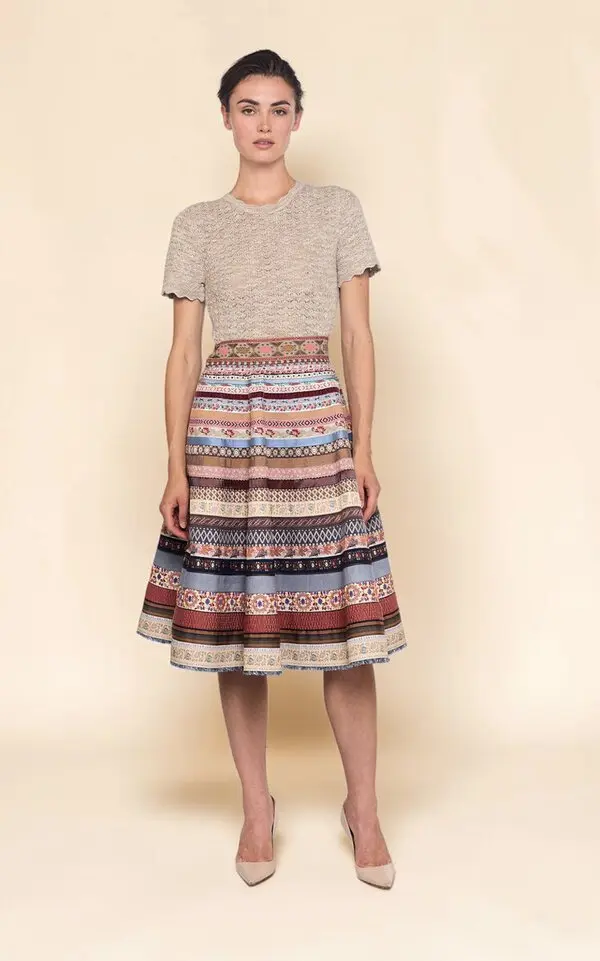 Lena Hoschek Original Ribbon Cotton-blend Midi Skirt - Stripe