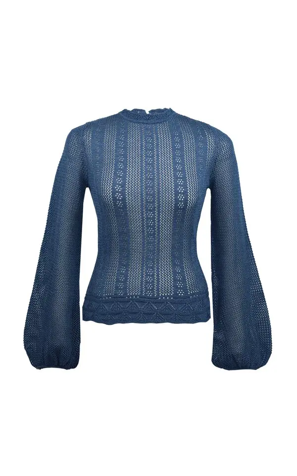 Lena Hoschek Affaire Cotton-blend Knitted Top - Blue