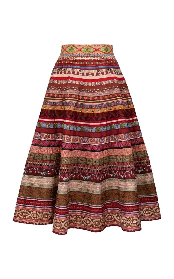Lena Hoschek Swing Ribbon Cotton-blend Midi Skirt