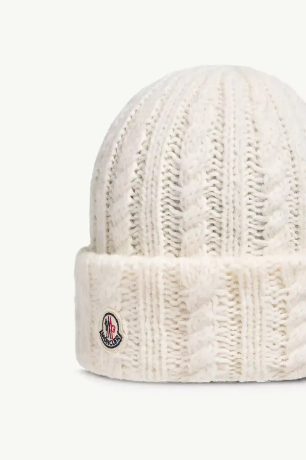 Moncler Cable Knit Wool Blend Beanie