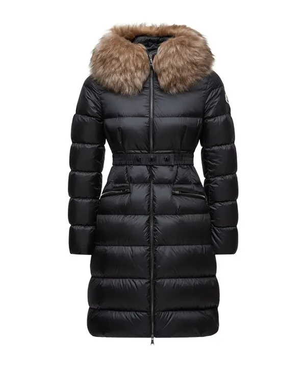 Moncler Boedic Hooded Shearling-trimmed Long Down Jacket - Black