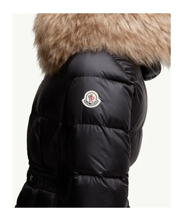 Moncler Boedic Hooded Shearling-trimmed Long Down Jacket