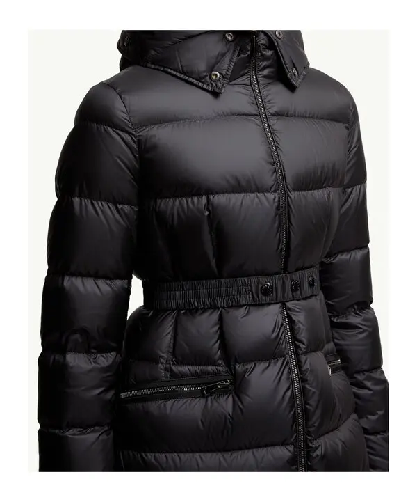 Moncler Boedic Hooded Shearling-trimmed Long Down Jacket