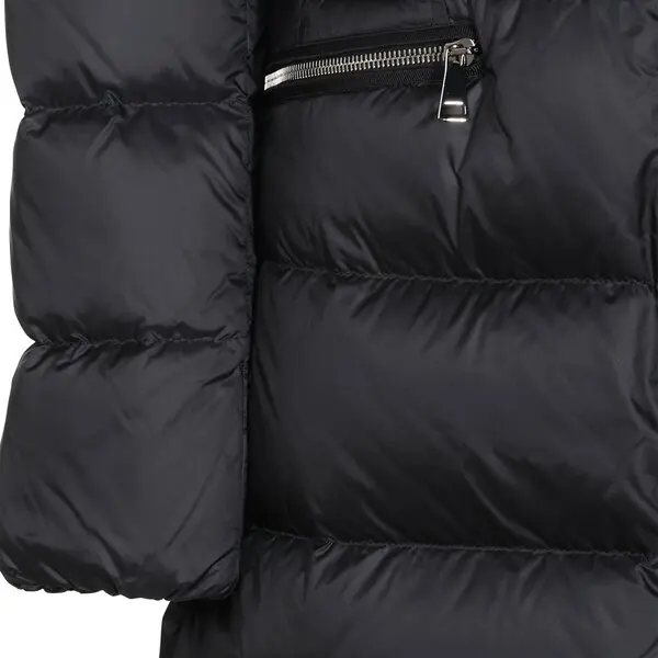 Moncler Boedic Long Down Jacket With Shearling Trim