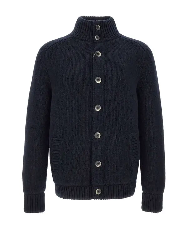 Herno Button-up Wool Cardigan With High Neck