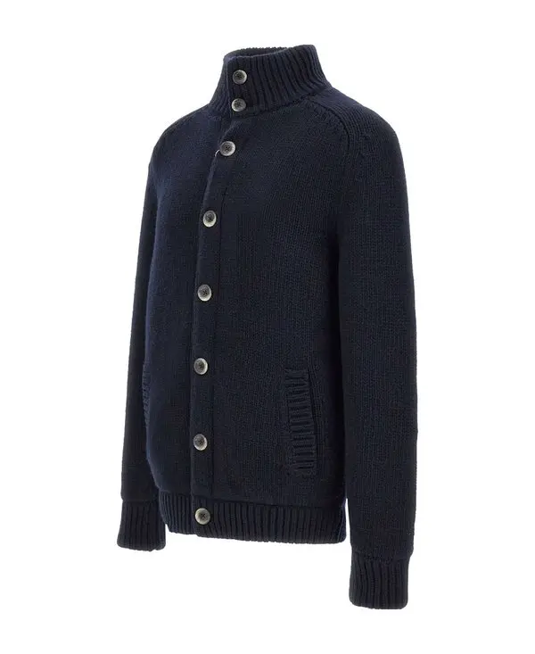 Herno Button-up Wool Cardigan With High Neck