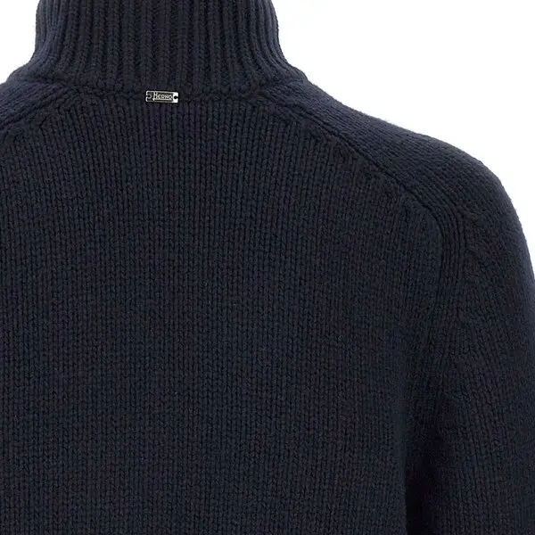 Herno Button-up Wool Cardigan With High Neck - Black