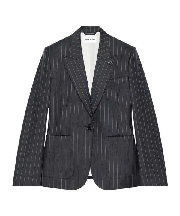 Givenchy Pinstripe Single-breasted Buttoned Jacket - Gray Mixture