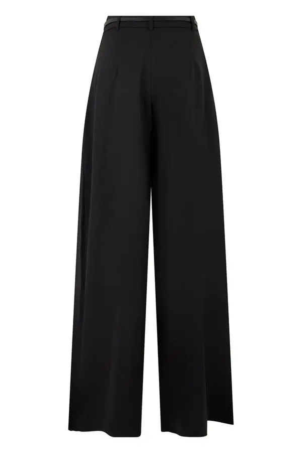 Max Mara Wide-leg Wool Twill Trousers With Belt