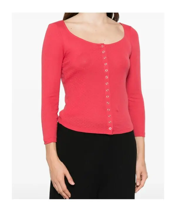 RE/DONE Crew-neck Three-quarter Sleeve Cardigan