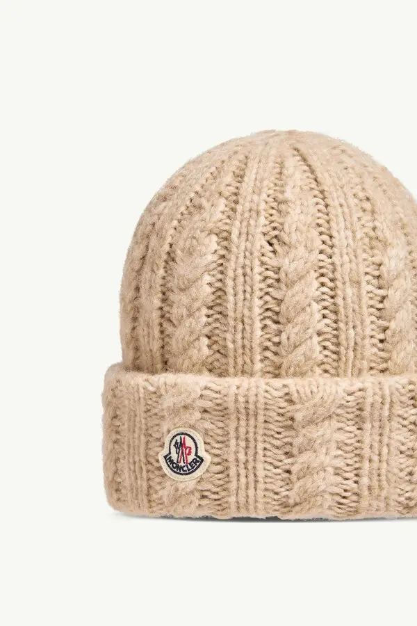 Moncler Cable Knit Wool Blend Beanie