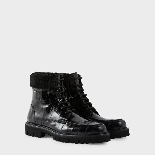 GIUSEPPE ZANOTTI Lace-up Eel Skin Combat Boots